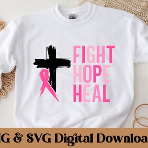 Breast Cancer Awareness Svg, Fight Hope Heal Svg, Breast Cancer PNG ...