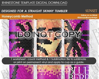 Beach Sunset Rhinestone Tumbler Template - Etsy
