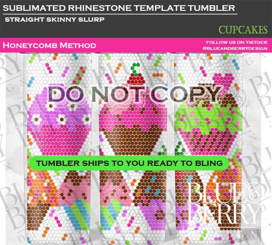 Cupcake Sublimated Template Tumbler, Ready for Rhinestones, Rhinestone ...