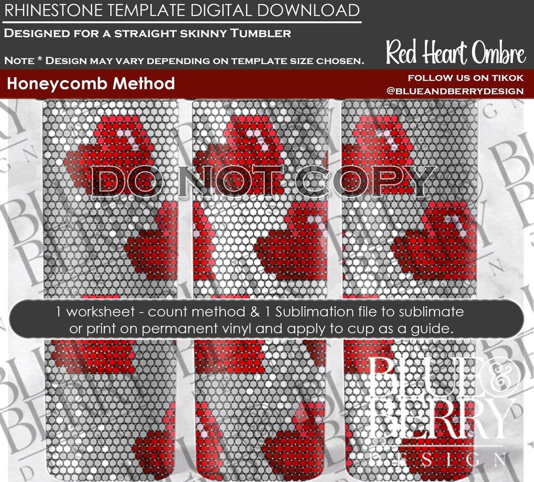 Red Heart Ombre, Sublimation Rhinestone Tumbler Template, 20oz, Tumbler ...