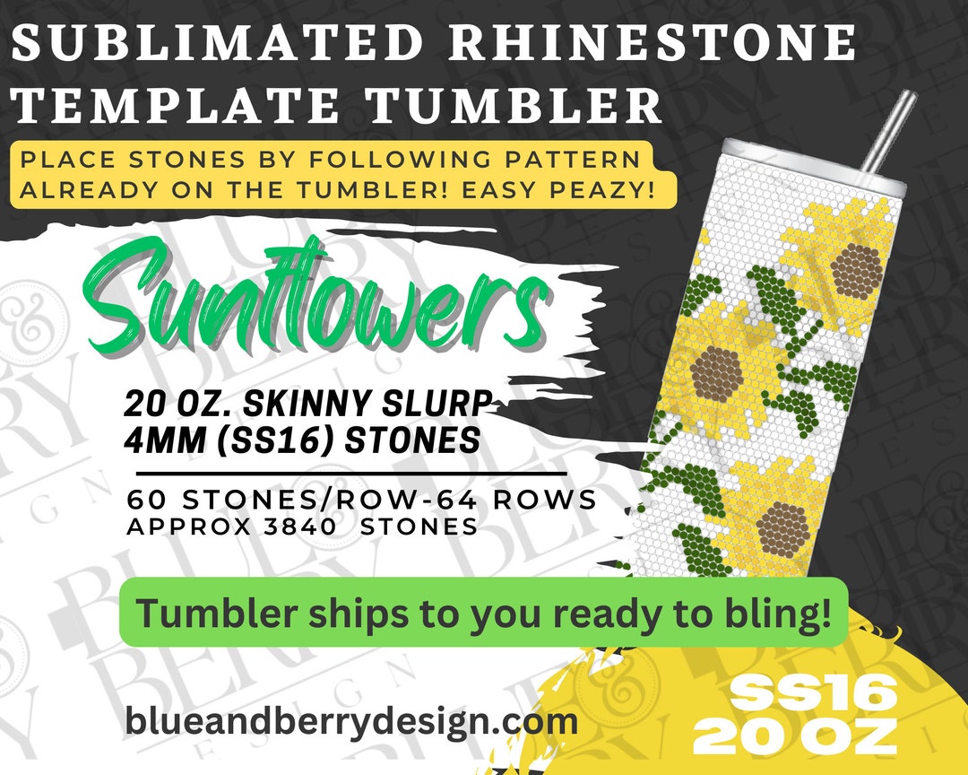 Sunflower Template Tumbler Ready for Rhinestones Rhinestone - Etsy
