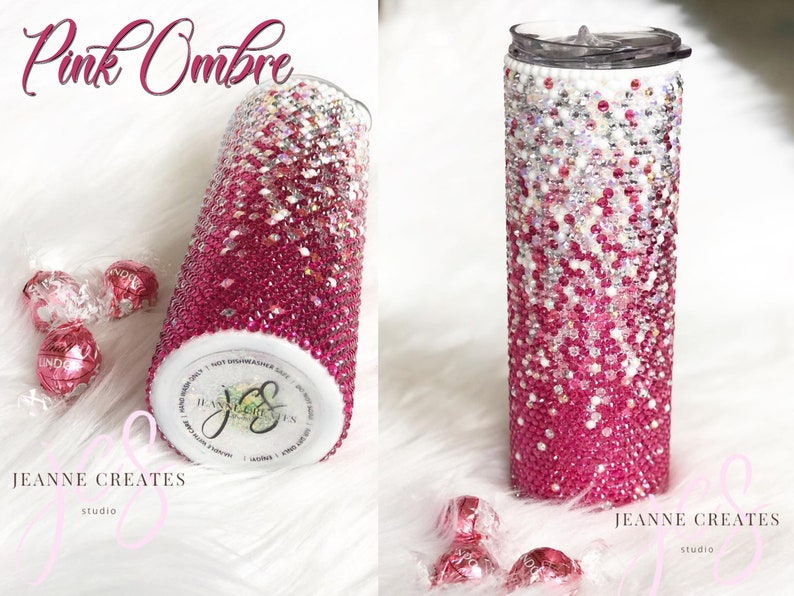 Rhinestone Cup Tumbler Pink Rhinestone Cup Pink Ombre - Etsy