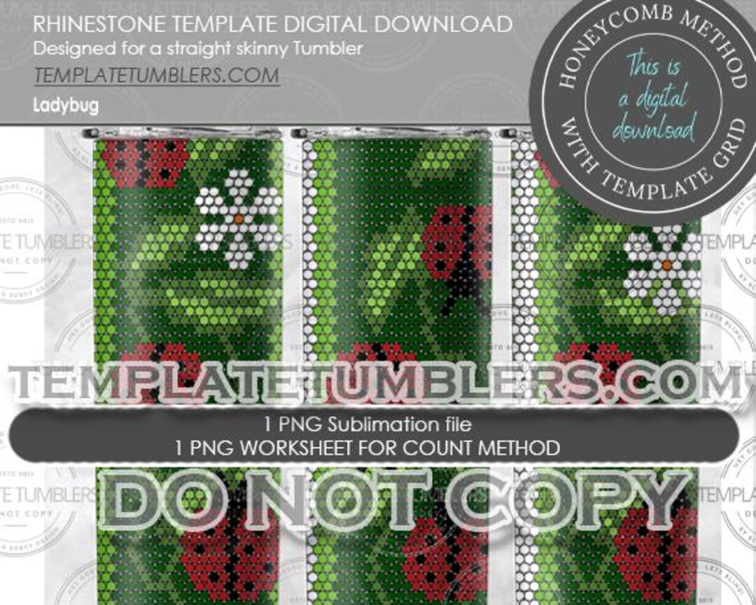 Ladybug Vine Template, Rhinestone Template Tumbler, Ladybug Template ...