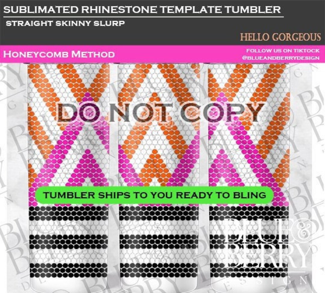Sublimated Template Tumbler Ready for Rhinestones, Rhinestone Template ...