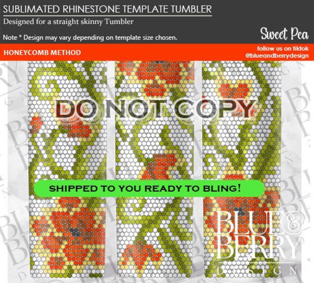 Sweet Pea Template Tumbler, Flower Rhinestone Template, Flower ...