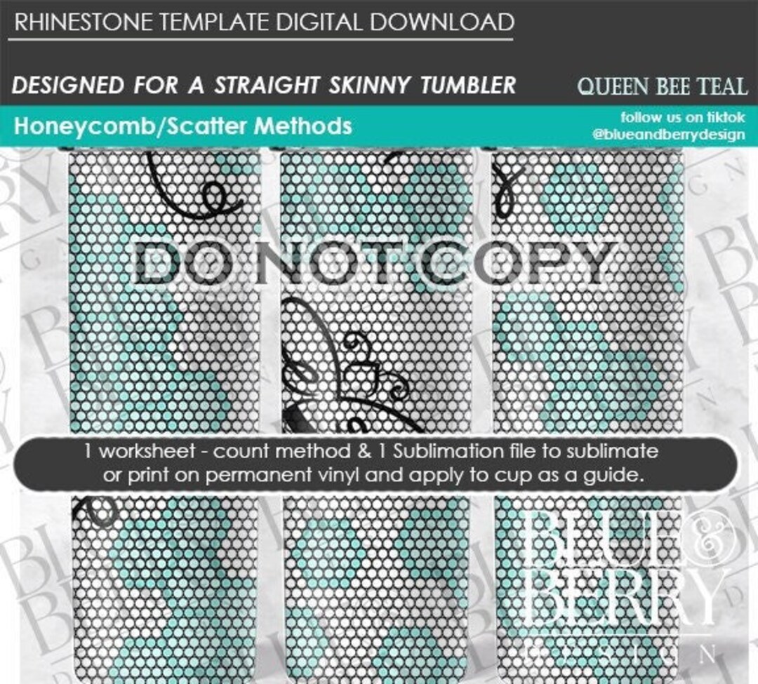Queen Bee Teal Template 30 Oz, SS16 4MM Honeycomb, Fill, Scatter ...