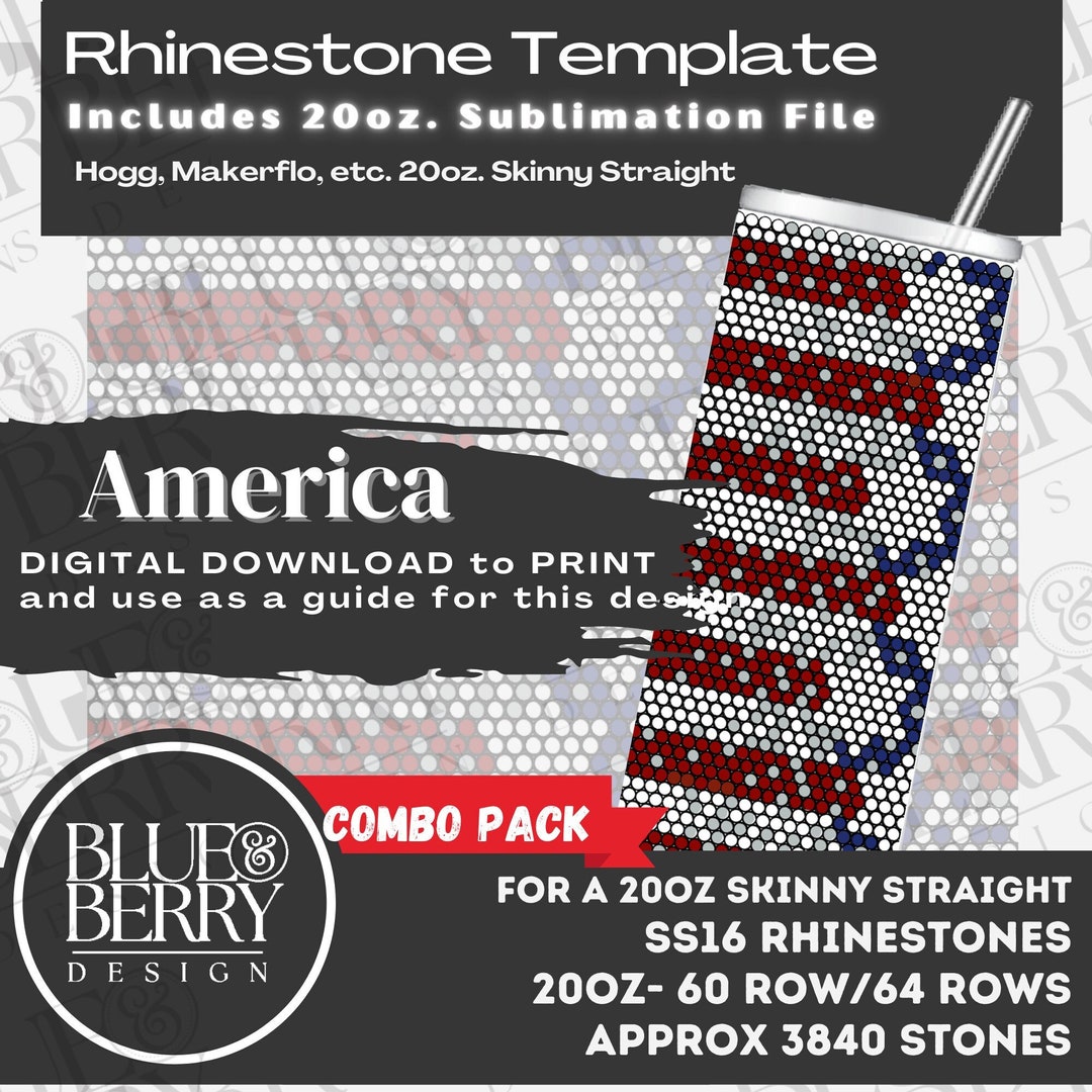 America Template 20oz USA American Flag Rhinestone Template - Etsy