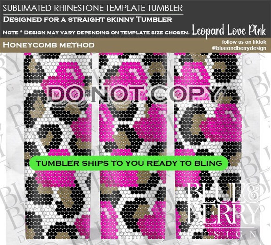 Leopard Love Pink Template Tumbler, Rhinestone Template, Rhinestone ...