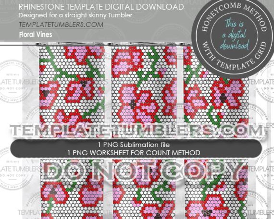 Floral Vines Template, Digital Template, Flower Rhinestone Template ...
