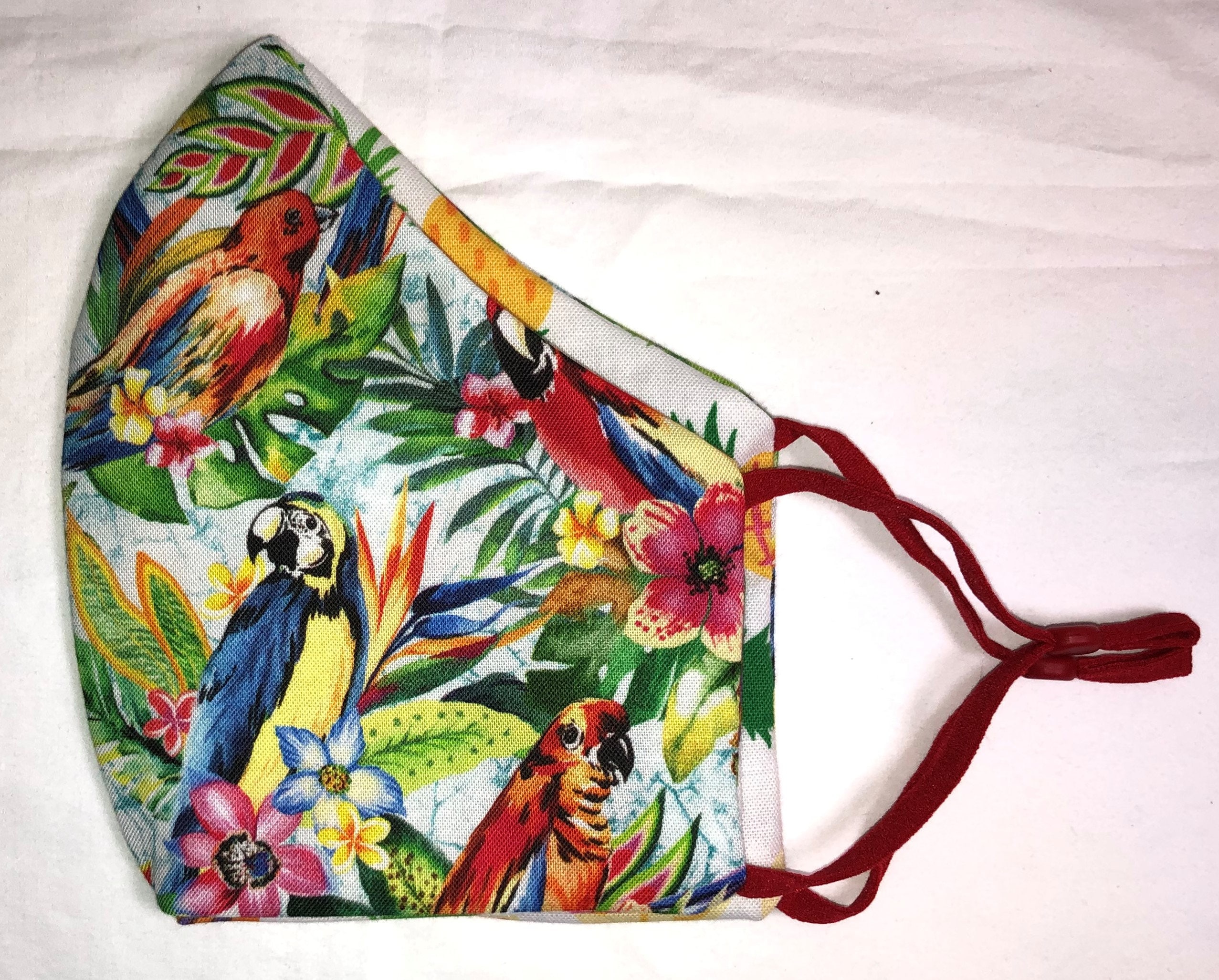Face Mask Tropical Birds Breathable Cotton Fabric Reversible Adjustable ...