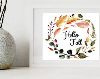 Hello Fall Wall Art | Etsy