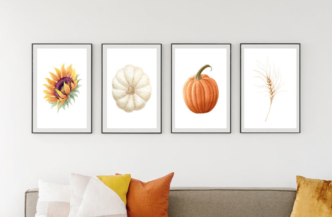 Four Fall Harvest Print, Minimalist, Farmhouse Wall Art, Autumn Prints ...