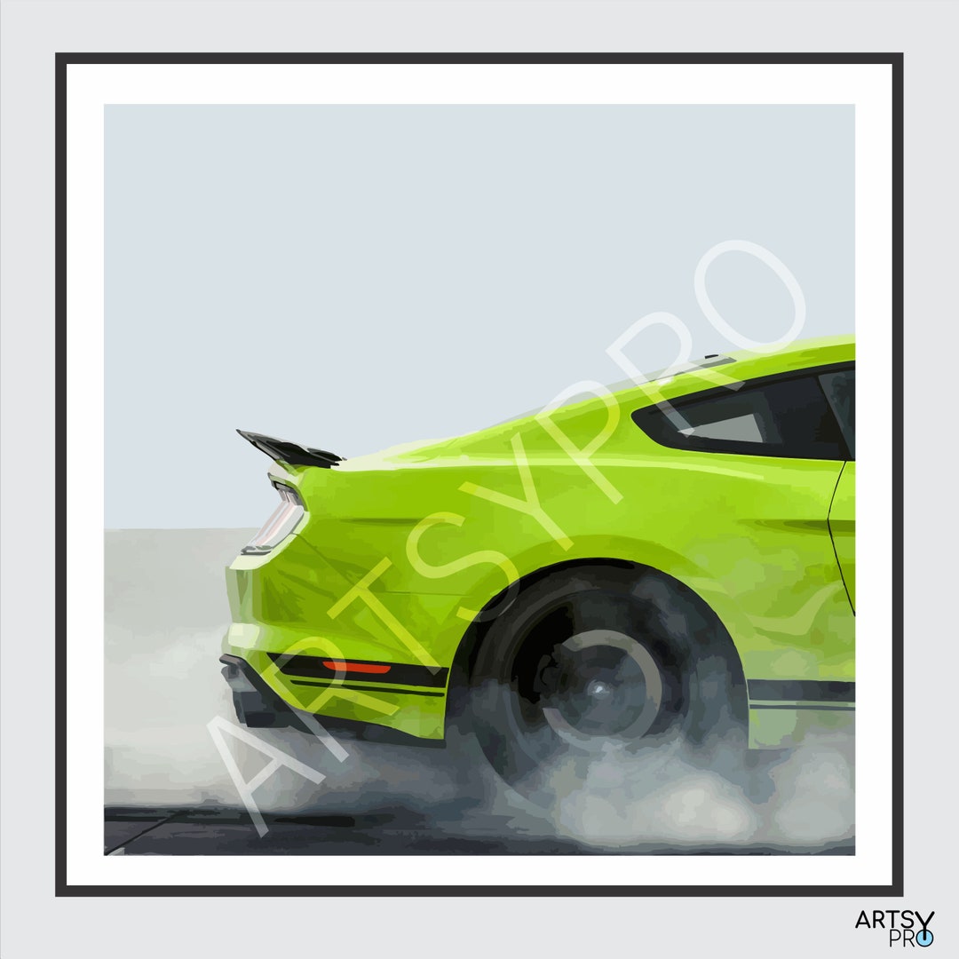 Printable Poster Ford Mustang Burnout Vector Art Instant - Etsy