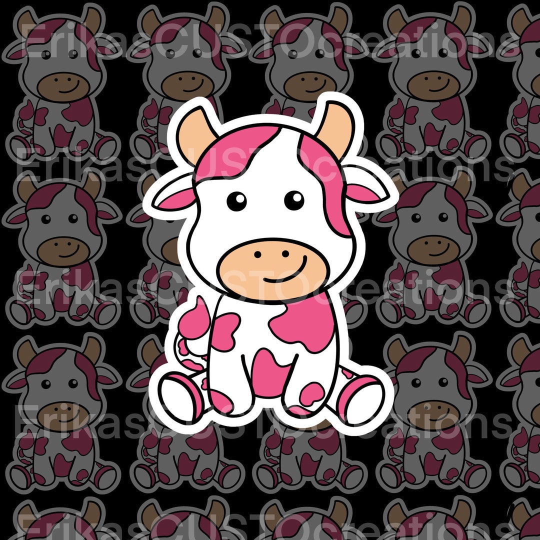 Strawberry Moo Cow Sticker, Cute Adorable Animal Stickers, Gifts for ...