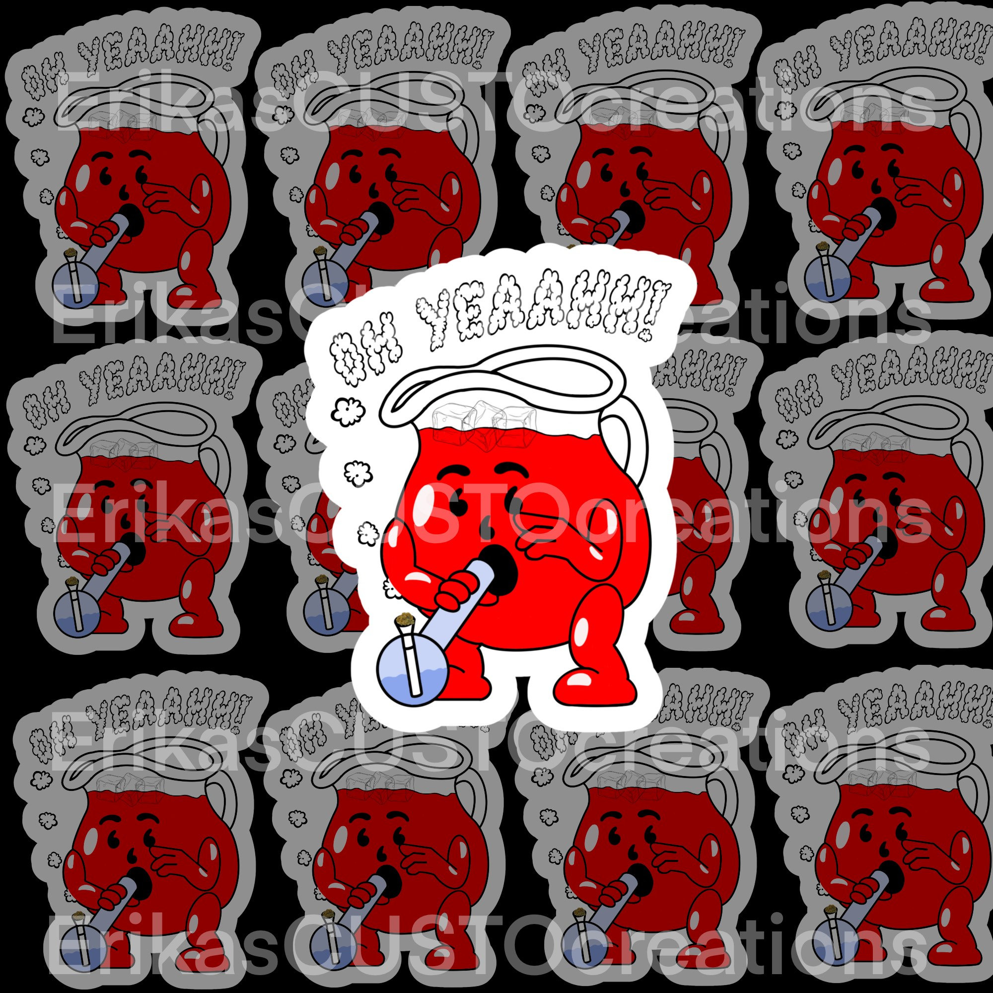 Smoking Kool Aid Sticker, Oh Yeaahh Funny Adult Humour Stickers ...