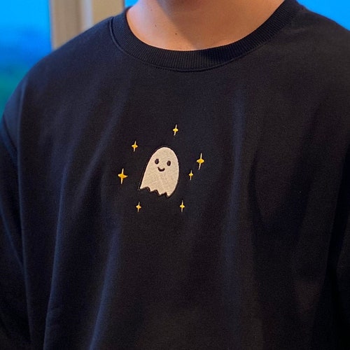 Cute Ghost Embroidered Sweater - Etsy