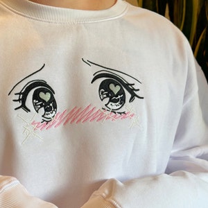Uwu Senpai Anime Eyes Embroidered Sweater - Etsy