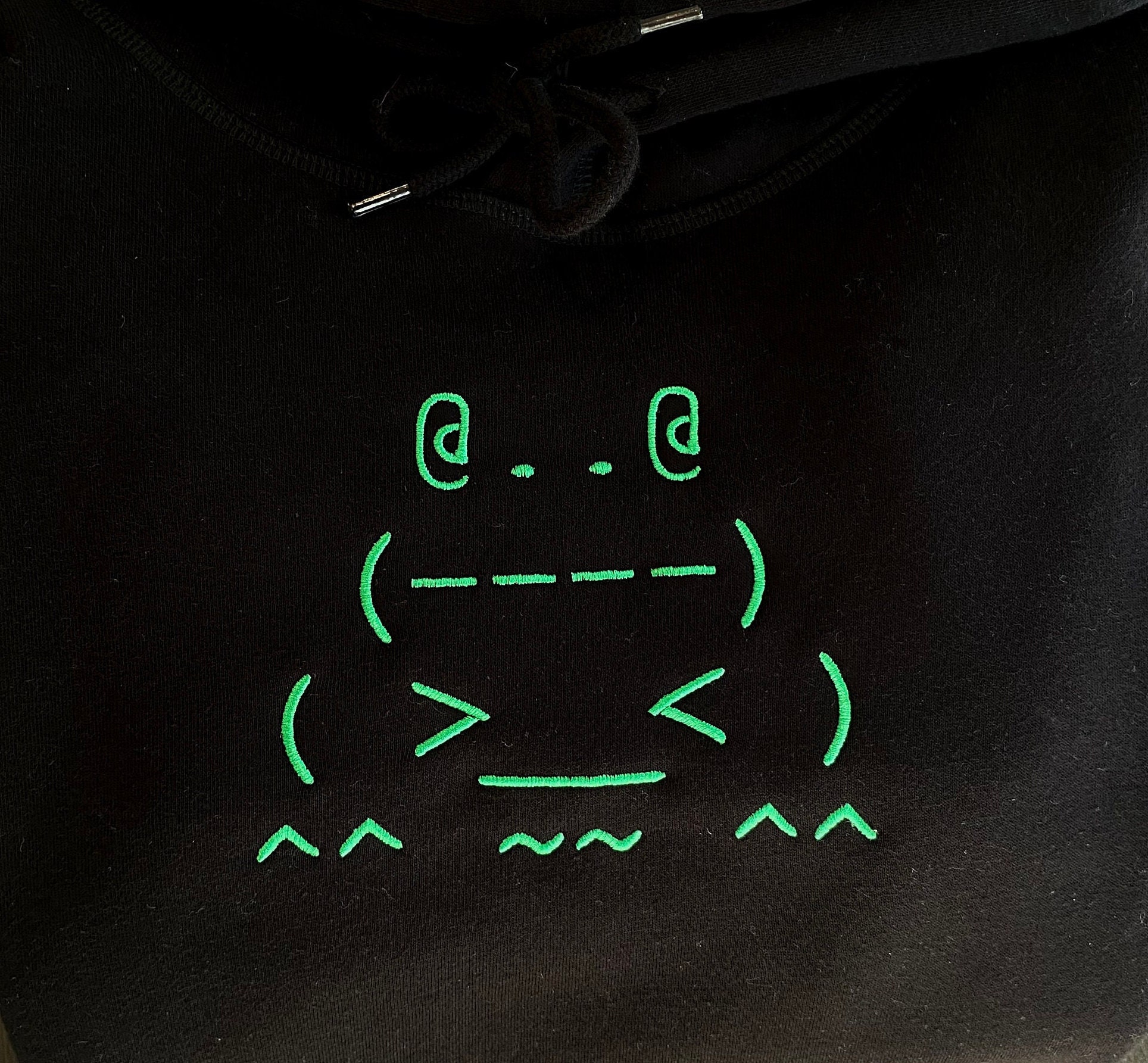 Cute Ascii Frog Embroidered Hoodie - Etsy