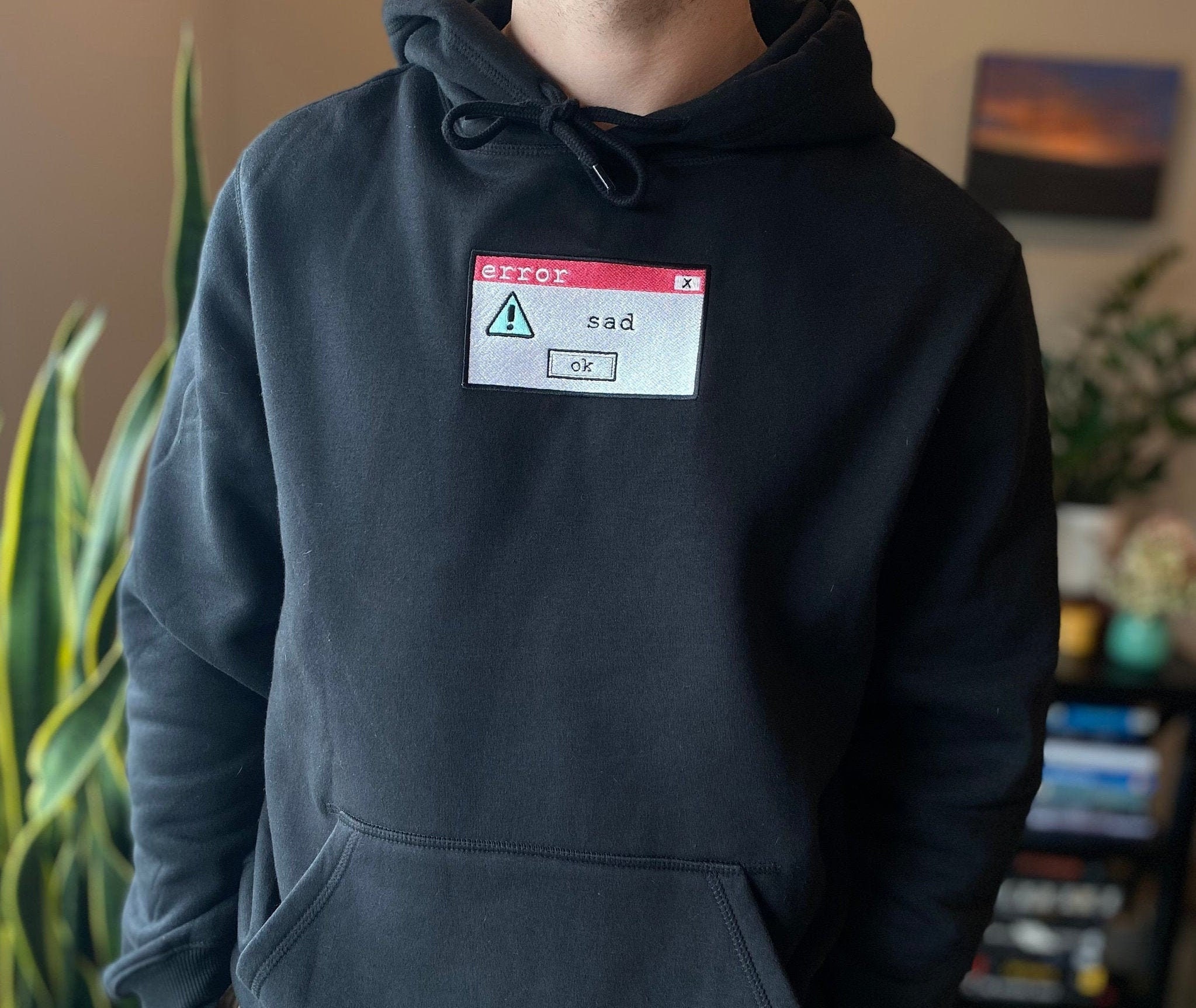 Error Sad Boy Retro Estética Sudadera con capucha bordada - Etsy España