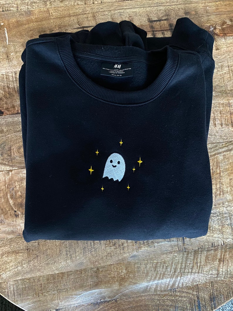 Cute Ghost Embroidered Sweater | Etsy