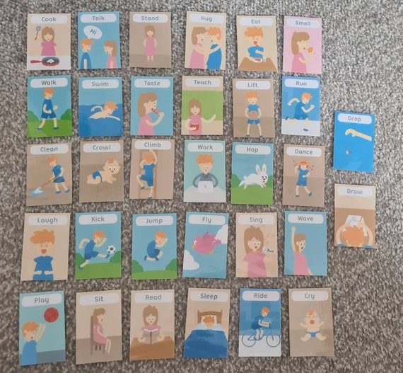 Action verbs Flashcards Educational Learning Resources | Etsy