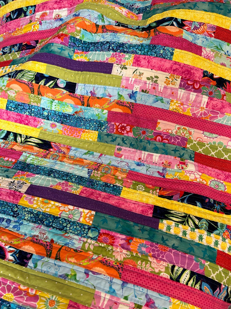 Bright Quilt, Boho, Vibrant Colors, Dorm Quilt, Large Throw, Multicolor ...
