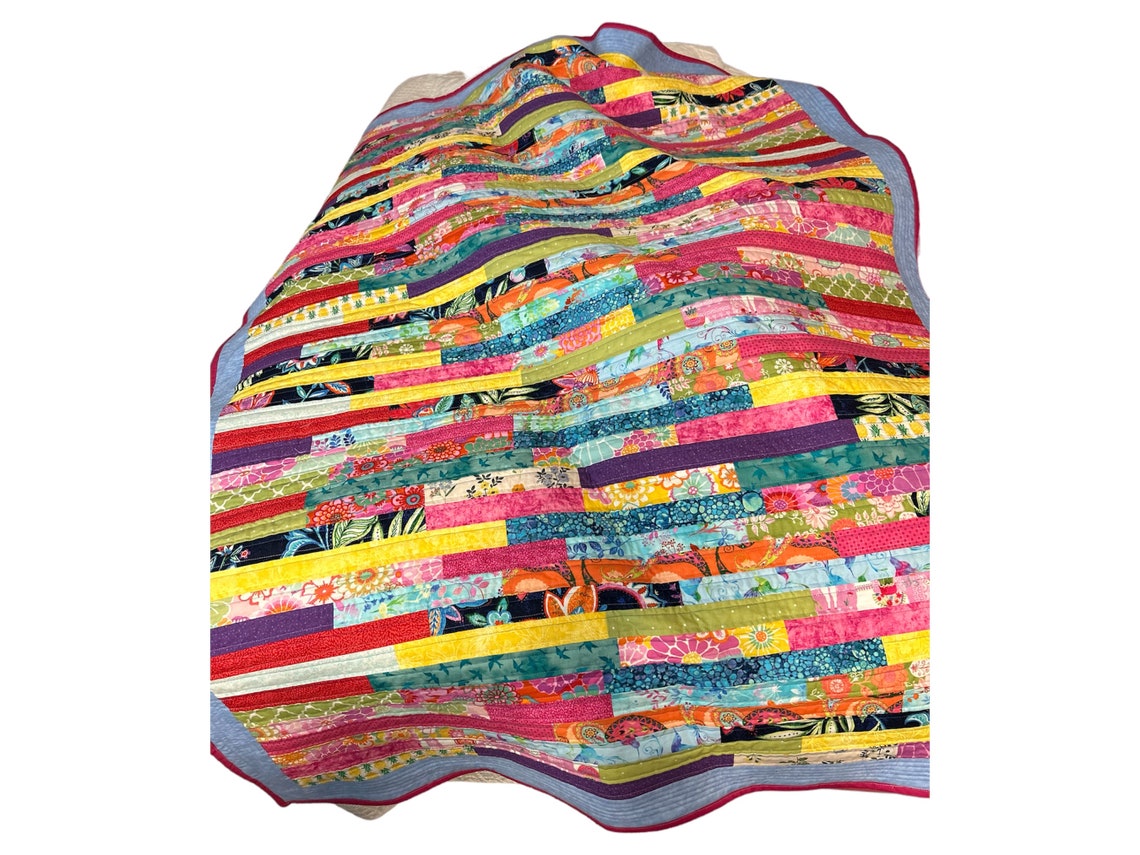 Bright Quilt, Boho, Vibrant Colors, Dorm Quilt, Large Throw, Multicolor ...