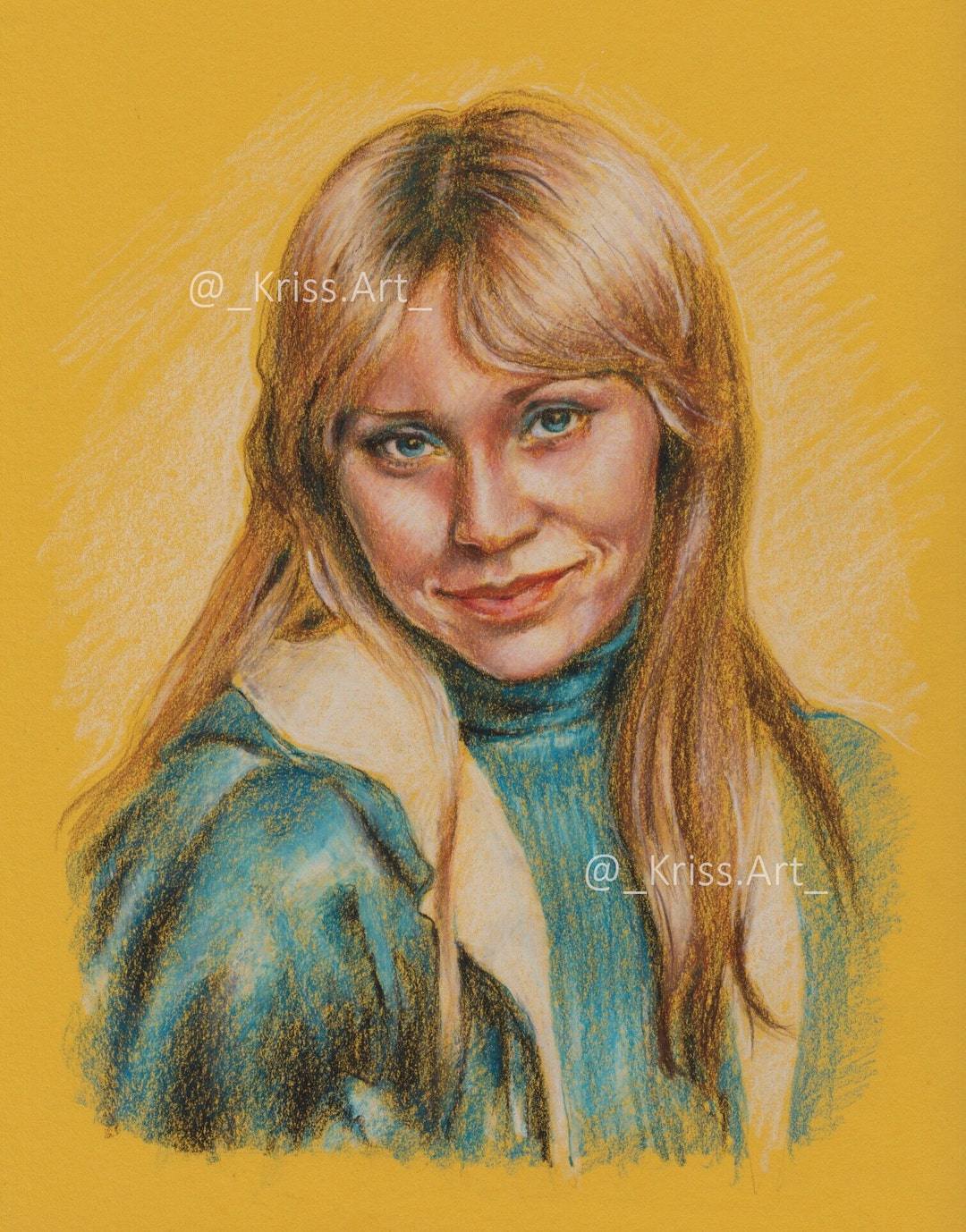 Portrait of Agnetha Fältskog ABBA Original Drawing Made With Colored ...