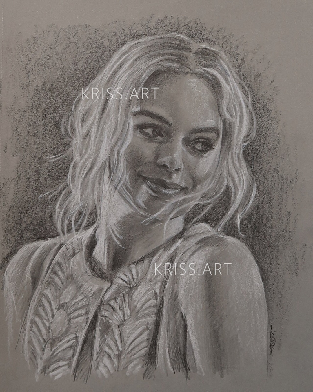 Portrait Margot Robbie Original Pencil Drawing - Etsy