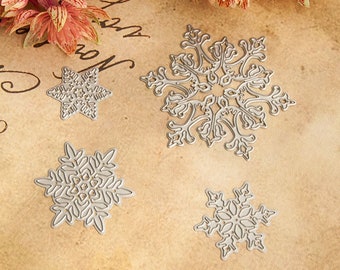 4pcs Snowflake Metal Die Cuts,paper Craft Cutting Dies, Stencil ...
