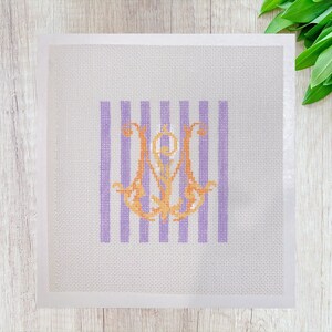 Custom Needlepoint Monogram - Classic Monograms Canvas - Monogram on ...
