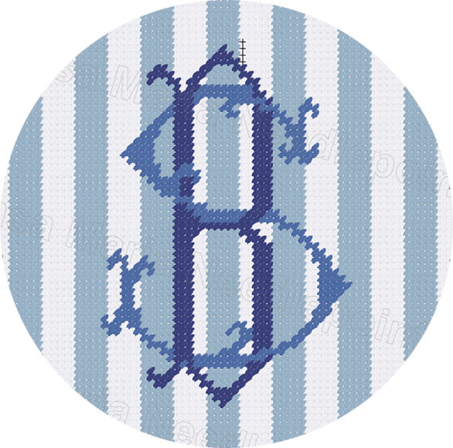 Custom Round Needlepoint Monogram | Round Classic Monograms Canvas ...