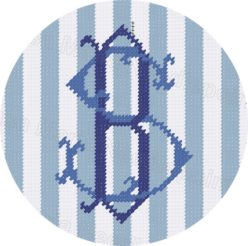 Custom Round Needlepoint Monogram | Round Classic Monograms Canvas ...