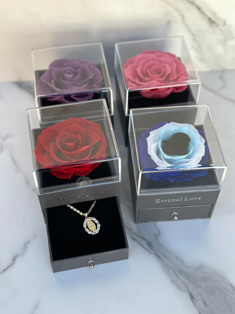 Real Persevered Forever Rose Jewelry Box %100 Real Roses - Etsy
