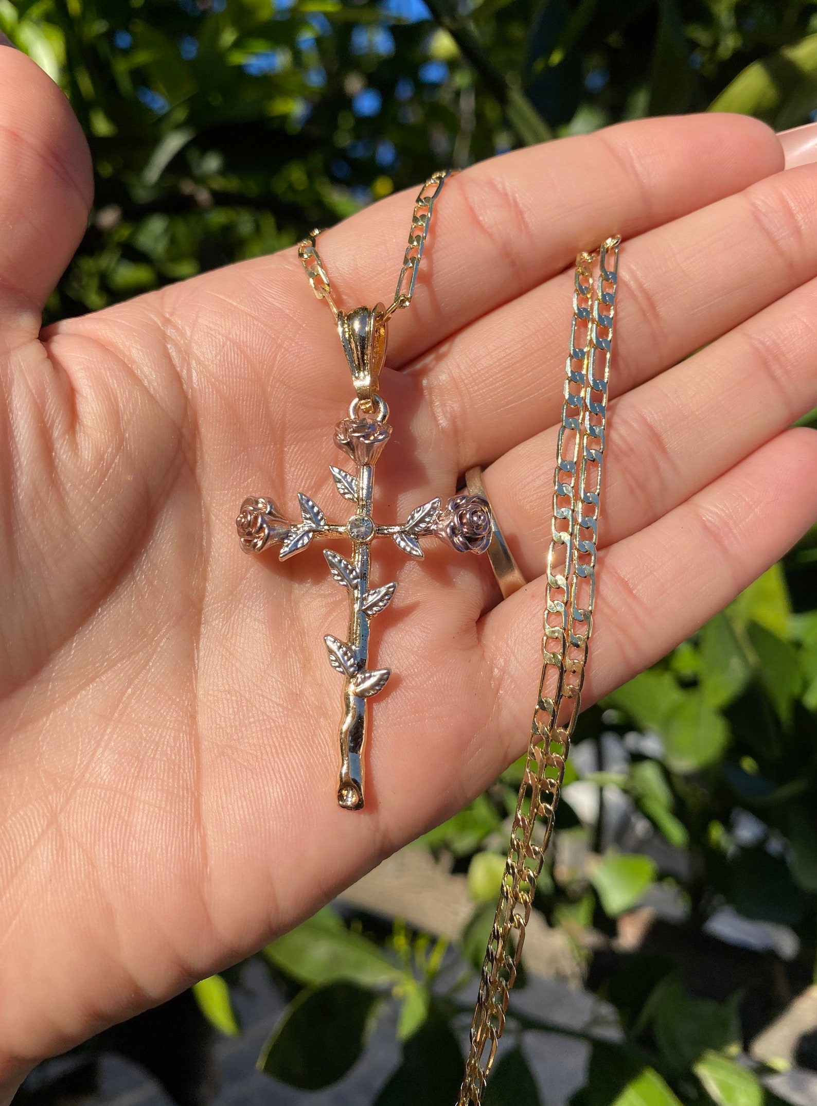 Rose Cross Gold Plated - Etsy