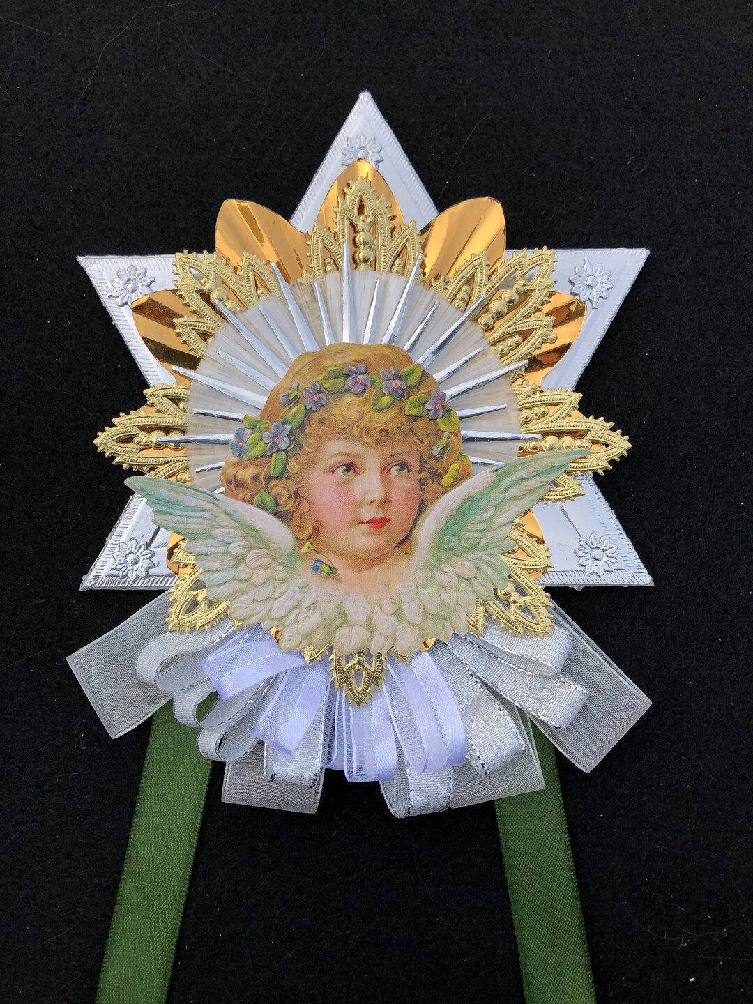 Angel Tree Topper Christmas Gift Boxed Spun Glass Aluminum Reflector ...