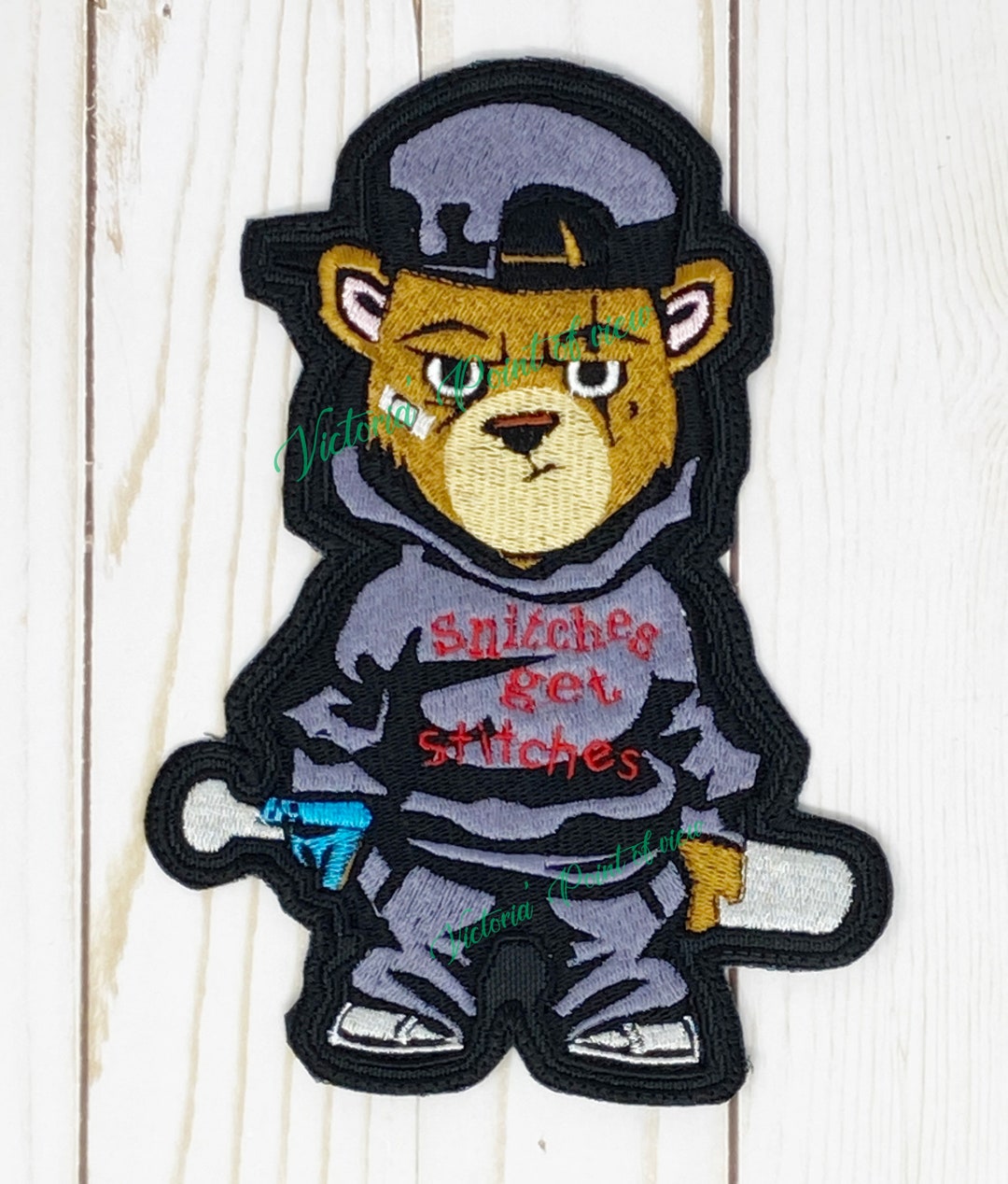 Gangster Bear Patch Snitches Get Stitches Patch Glue on or Sew ...