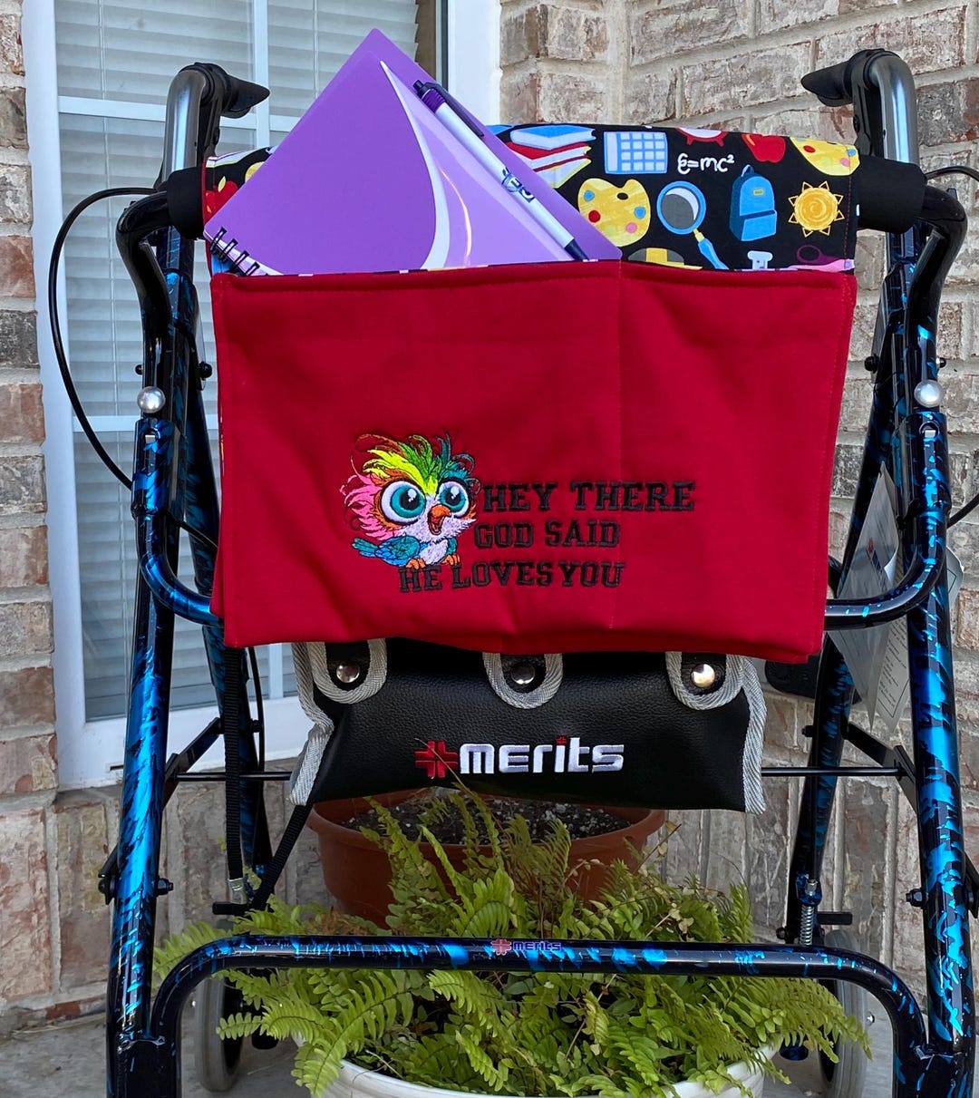 Walker Caddy Embroidered Has 4 Pockets Wheelchair Caddy With Velcro ...