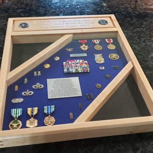 Military Shadow Box, Custom Display Case, 22x27, Personalized, Engraved ...