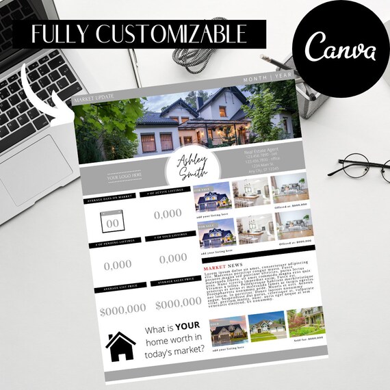 Modern Market Update Flyer Template Real Estate Marketing | Etsy