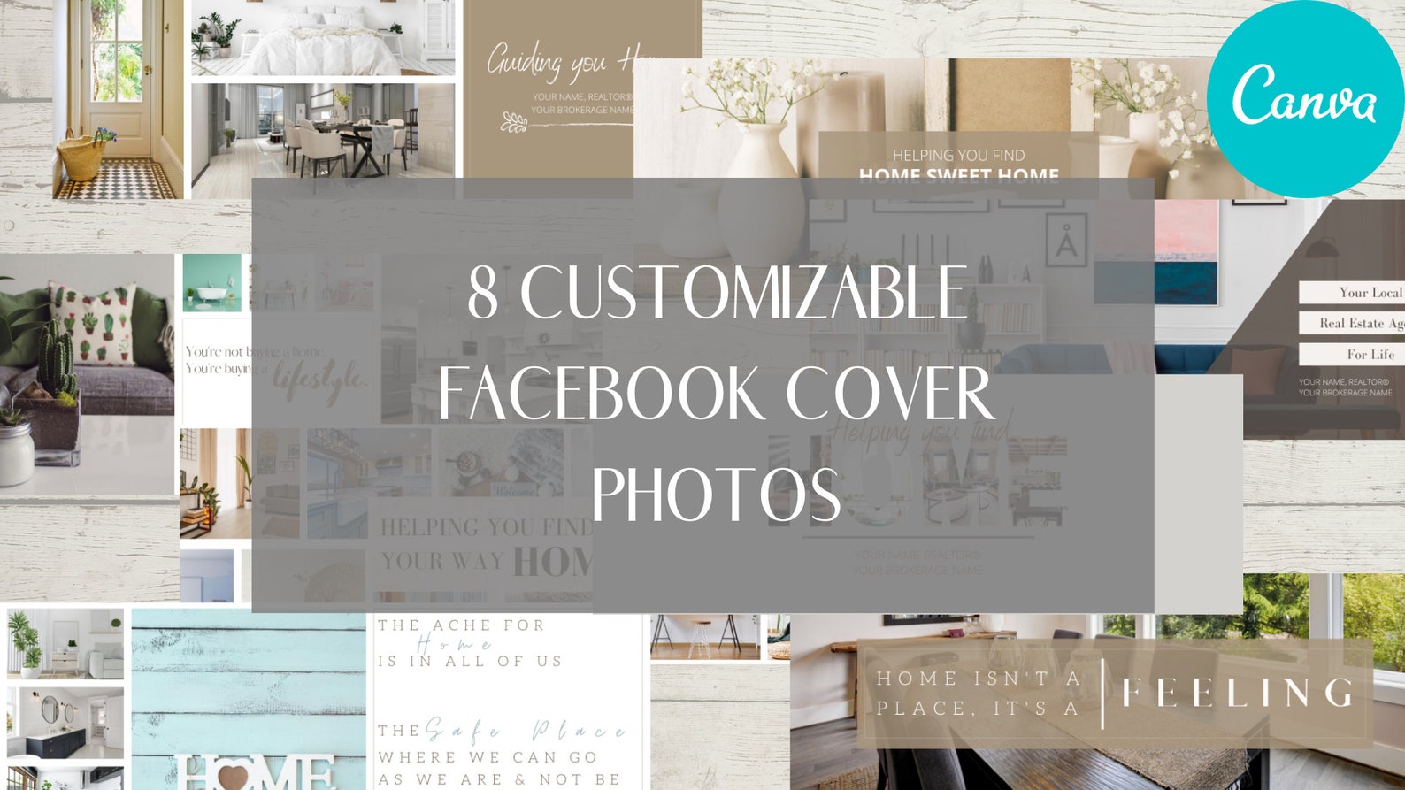 Modern and Chic Real Estate Agent Editable Facebook Canva Cover Photos ...