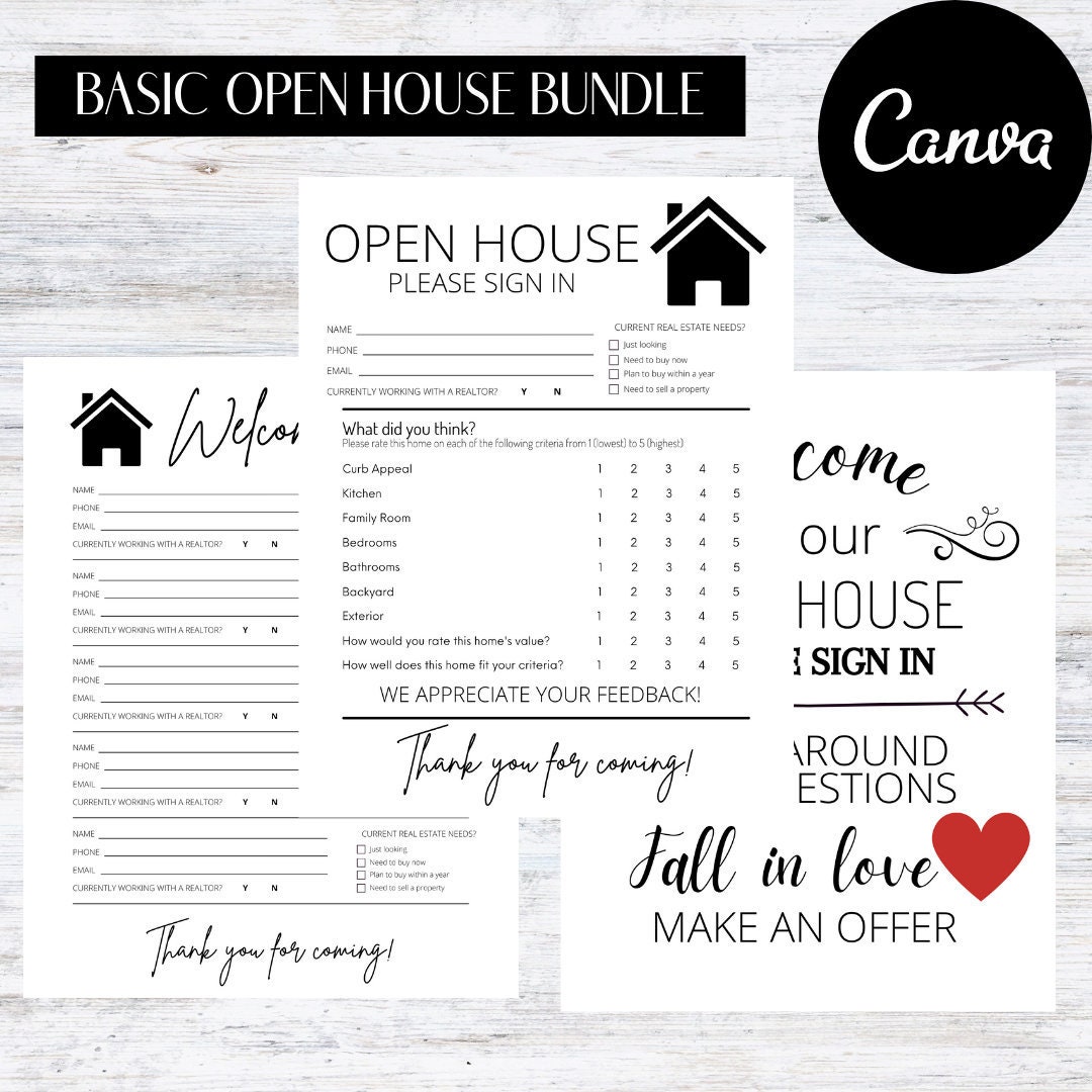 Basic Open House Bundle Real Estate Marketing Open House - Etsy
