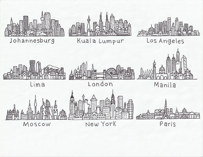Custom Skyline Drawing - Etsy