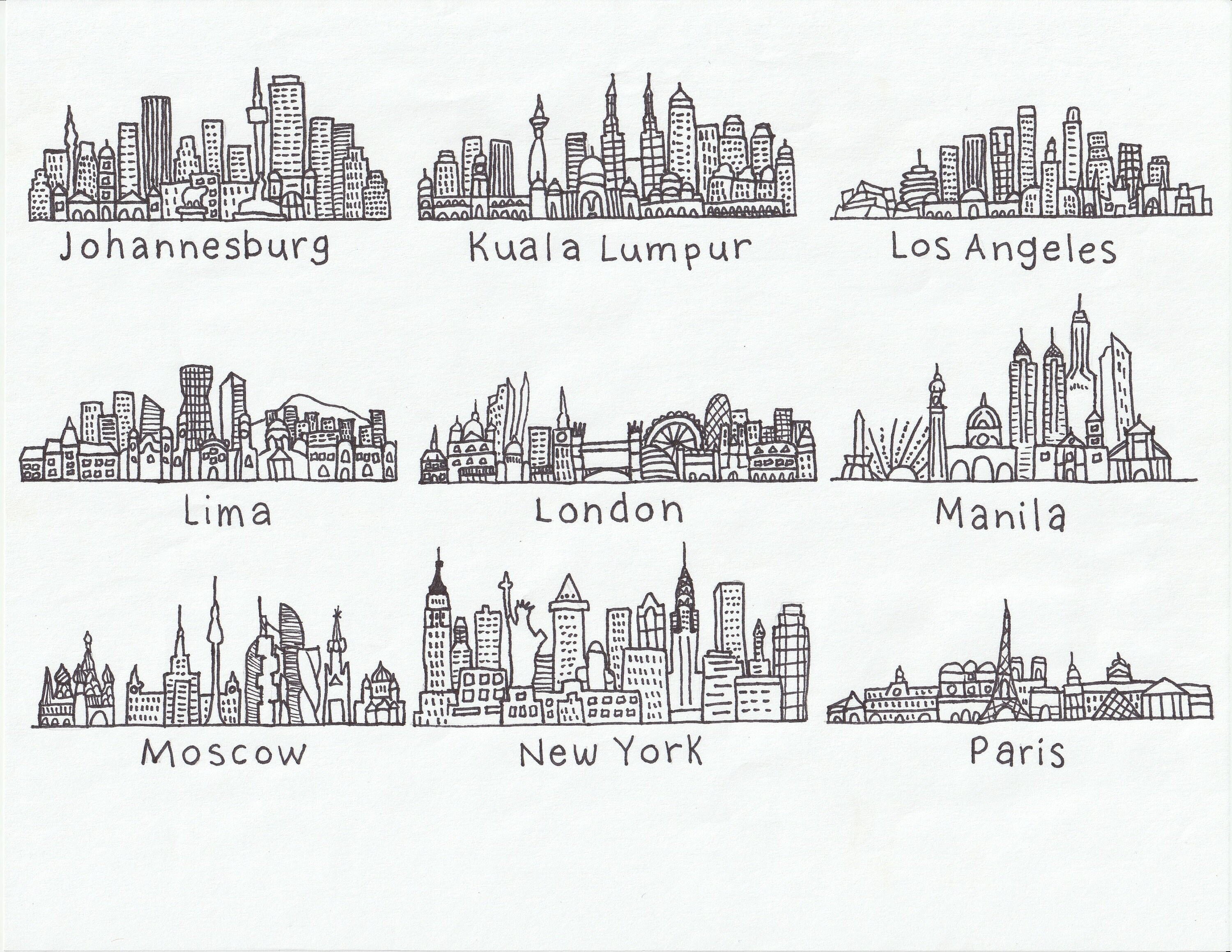 Custom Skyline Drawing - Etsy