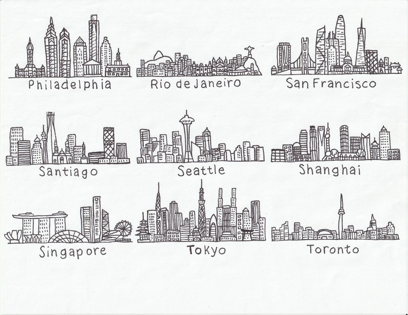 Custom Skyline Drawing - Etsy