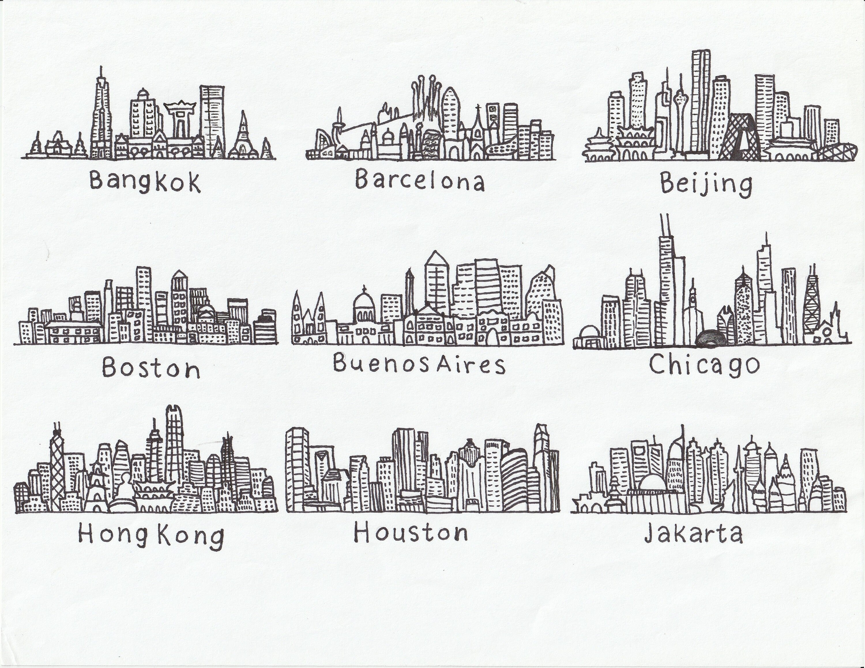 Custom Skyline Drawing - Etsy