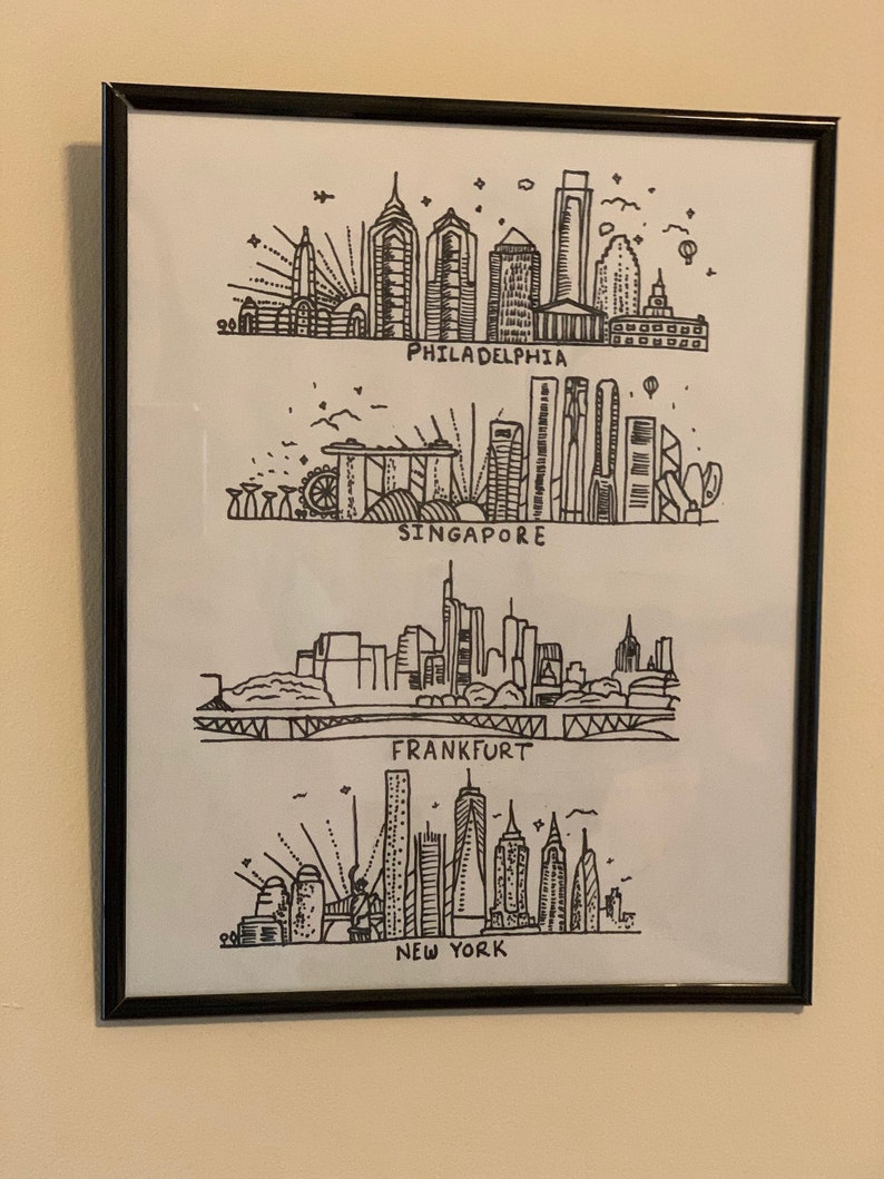 Custom Skyline Drawing - Etsy