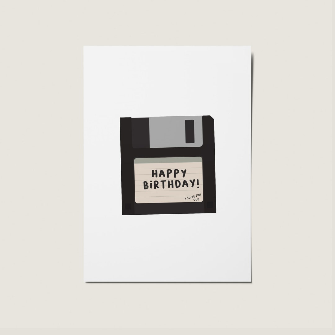 Floppy Disk Happy Birthday Vintage 90s Retro Card, Happy Birthday Card ...