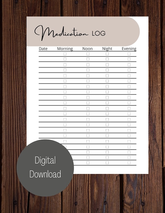 Printable Medication Tracker Log Digital Download Morning - Etsy