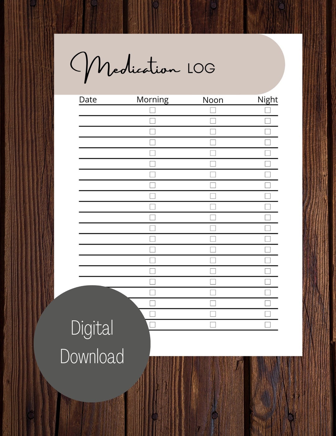 Printable Medication Tracker Log Digital Download - Morning, Noon ...